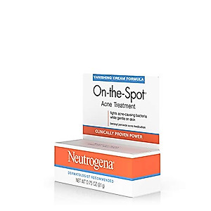 Neutrogena On-The-Spot Acne Spot Treatment with 2.5% Benzoyl Peroxide Acne Treatment Medication to Treat Face Acne, Gentle Benzoyl Peroxide Pimple Cream for Acne Prone Skin Care.75 oz
