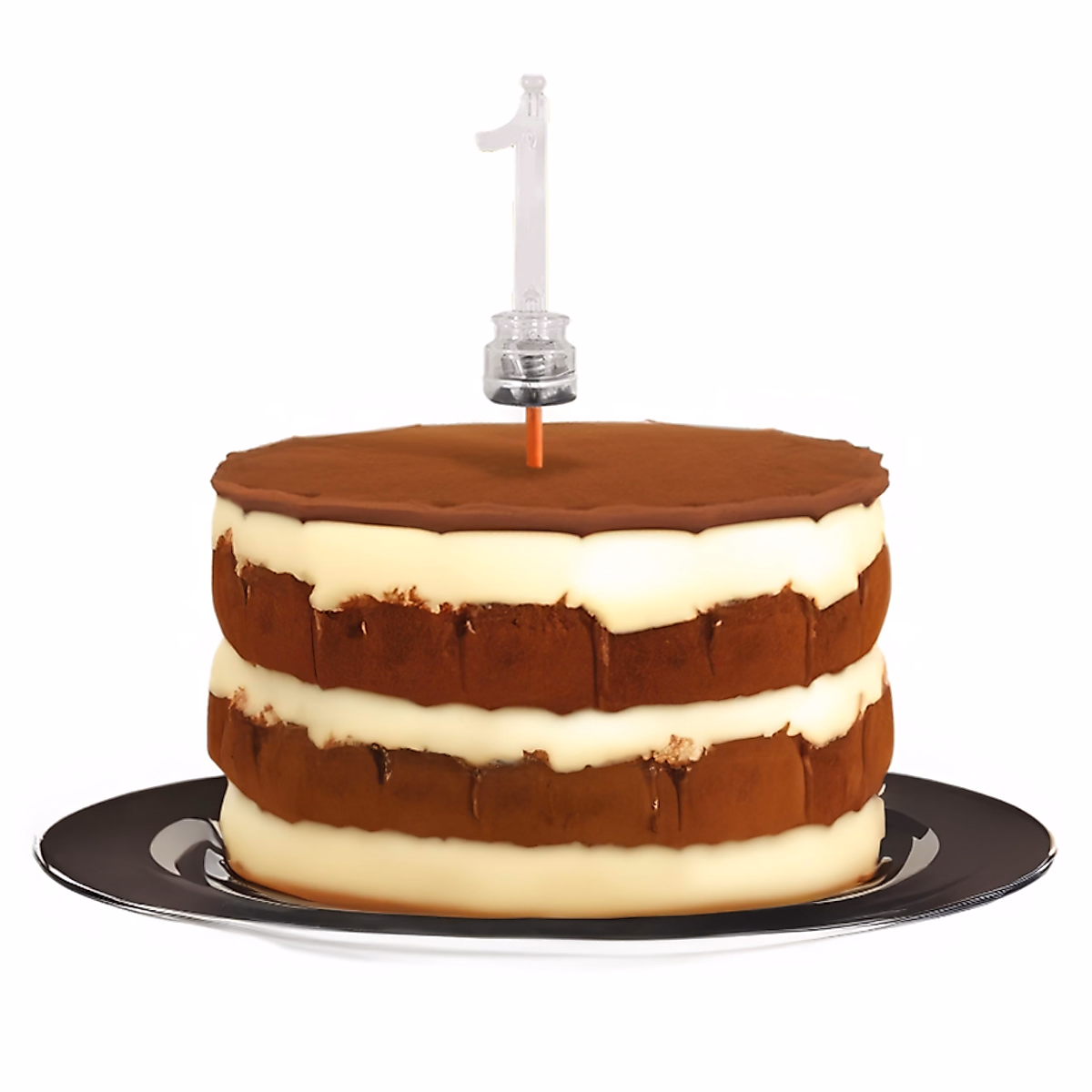 Blue Plastic Number 1 Flashing Candle Holder With Birthday Candle Set - 1 Set - Elegant, Eye-catching & Durable - Perfect Cake Topper For Birthday Celebrations