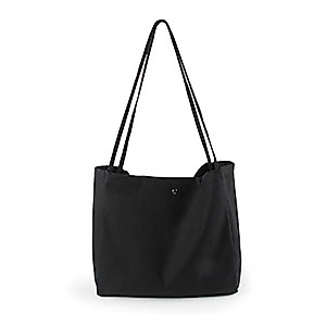 LUPBOK Women Canvas Tote Bags Fashion Travel Bag Casual Hobo Bags Large Handbags Work Shoulder Bag,Black