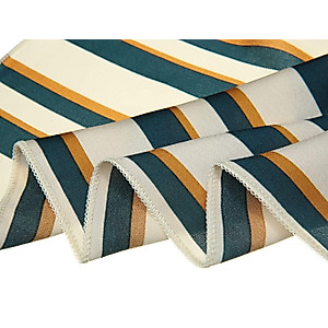 Allegra K 50cm Stripe Print Square Neck Wrap Scarves Head Scarf Kerchief Neckerchief for Women Peacock Green