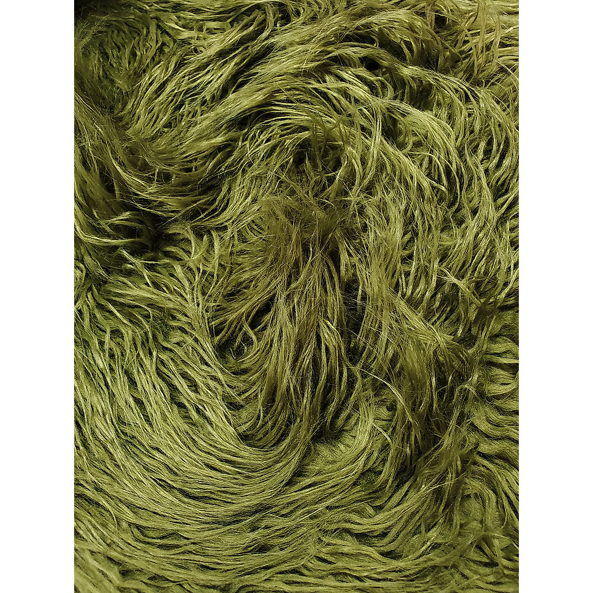 Faux Fur Long Pile Curly Fabric Alpaca Sold by The Yard (Loden Green)