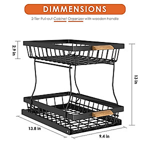 DOLALIKE Pull Out Under Sink Cabinets Organizer, 2 Tire Sliding Countertop Organizer, Under Sink Storage Drawer Shelf for Kitchen Bathroom