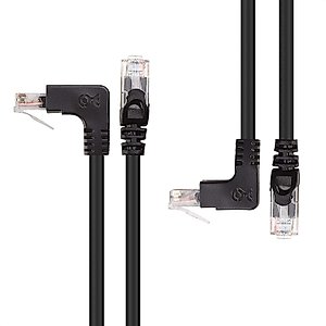 Cable Matters 10Gbps Combo-Pack 90 Degree Cat 6, Cat6 Right Angle Ethernet Cable 10 ft (Right Angle Down + Right Angle Up)