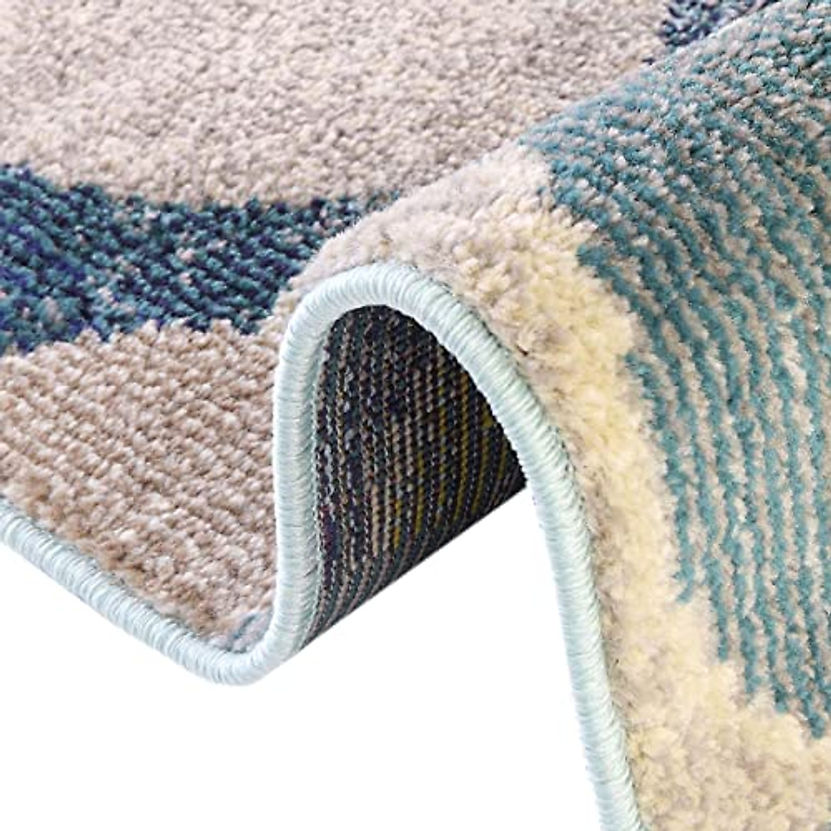 Unique Loom Chromatic Collection Modern Bokeh & Vibrant Abstract Area Rug for Any Home Décor, 5 x 8 ft, Navy Blue/Beige