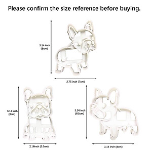 French Bulldog Cookie Cutters Set Shape Mold 3pcs, Dog Treats Cutter