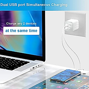 USB Wall Charger, [Apple MFi Certified] iPhone Charger Lightning Cable 6FT(4PACK) Fast Charging Data Sync Cords Dual Port USB Plug Compatible with iPhone 12/mini/Pro/Max/11/Pro/Xs/XR/X/8/7/Plus