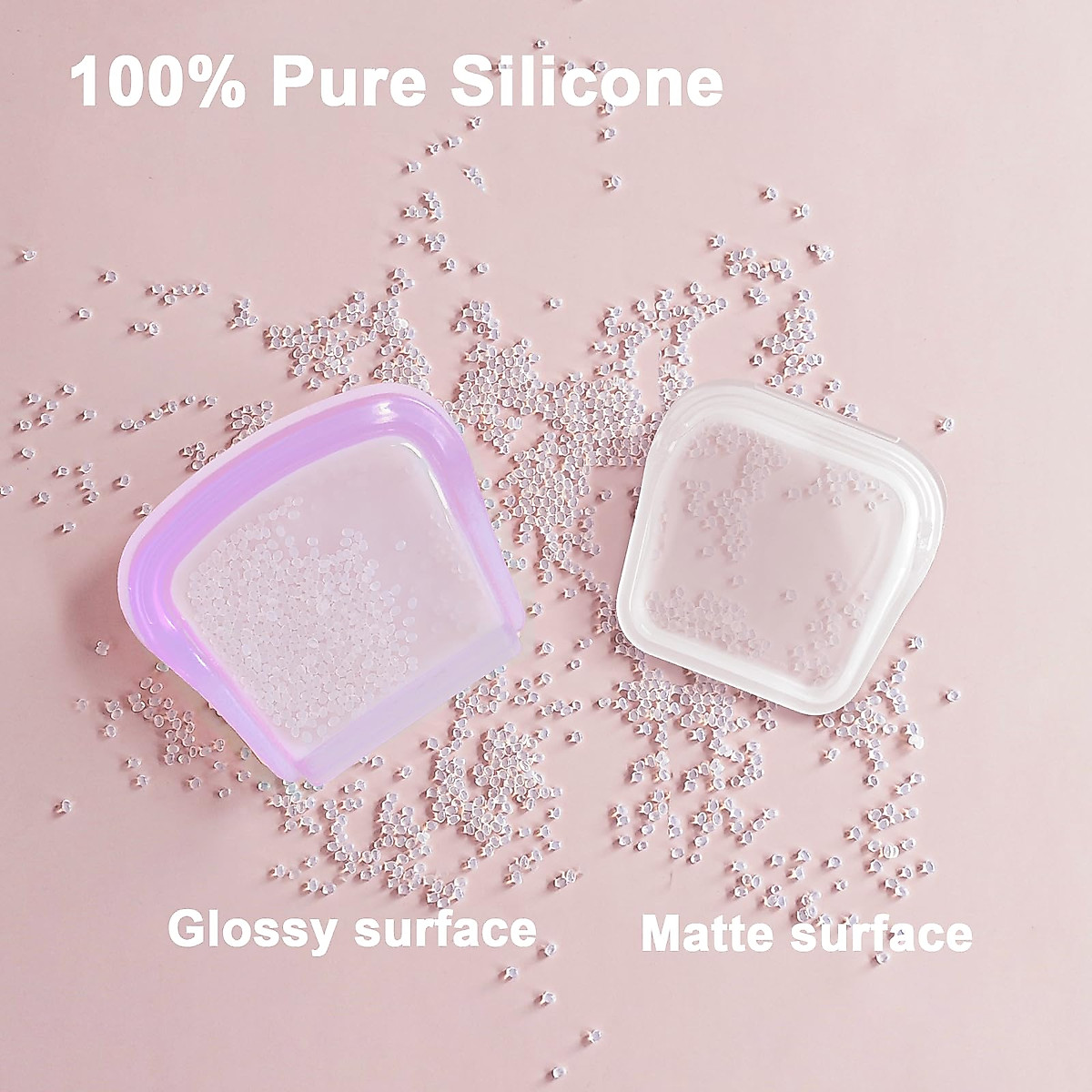 KVK 6 Pack Reusable Snack Bags, Flat Model Multi-Use Reusable Freezer Storage Bags, Premium Silicone Bags for Food Storage Freezer Microwave Oven Dishwasher Safe