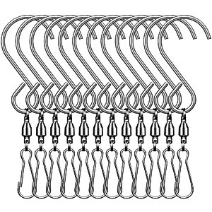 Lainin 12 Pack Stainless Steel Swivel Clip Hanging Hooks for Hanging Wind Spinners Wind Chimes Crystal Twisters Lighting Bulbs Party Supply…