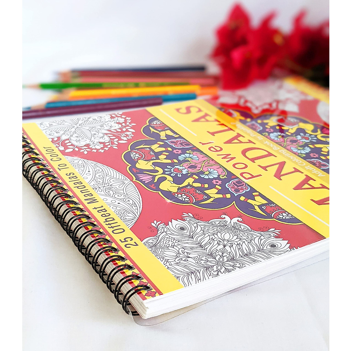 Power Mandalas Coloring book for adults, Spiral bound paperback, stress relieving intricate Offbeat mandalas for grown-ups