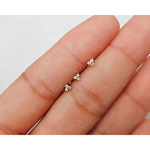 Jewelry Avalanche 3-Stone 0.030ctw Moissanite Nose Stud - 22G Solid 14Kt Yellow Gold Nose Bone Stud Nose Ring - April Birthstone Nose Stud NBYG313-MNT