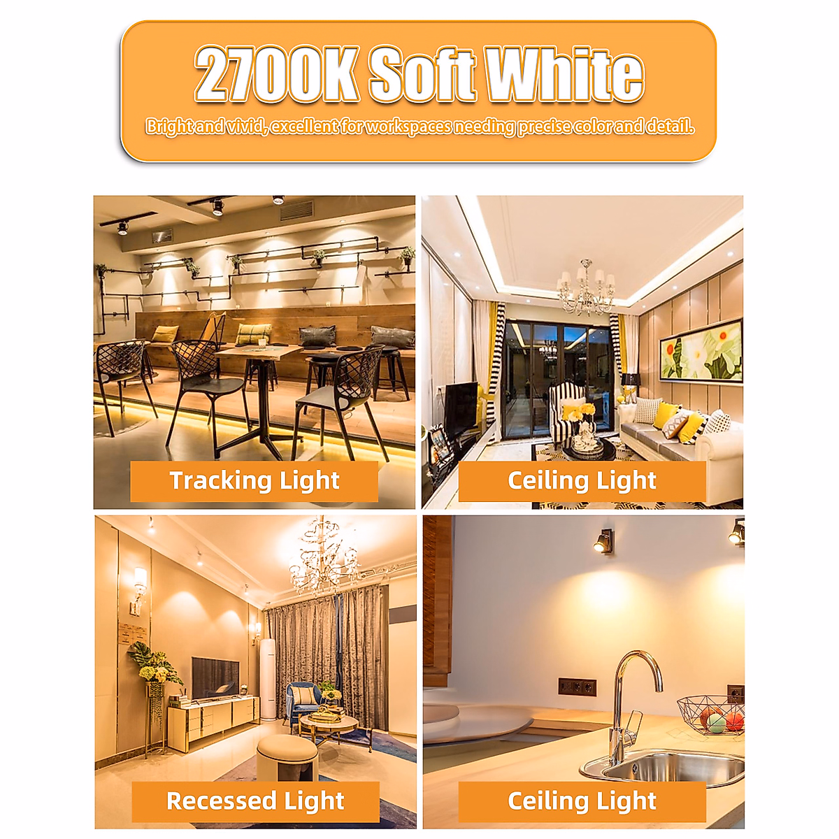 MASTERY MART GU10 LED Bulb, 2700K Soft White, Dimmable Track Light Bulbs 5.5W [50 Watt Equivalent] 500lm, GU10 Spotlight Bulb 40° Angle, Two Prong Light Bulbs for Range Hood, Track Lighting (10 Pack)