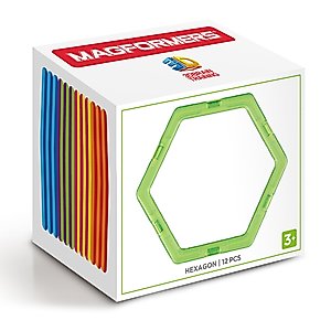 MAGFORMERS Super Square 12 Pieces Rainbow Colors, Educational Magnetic Geometric Shapes Tiles Building STEM Toy Set Ages 3+