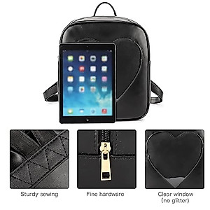 STEAMEDBUN Ita Bag Backpack Heart Shaped Black Pin Display Backpack with Insert