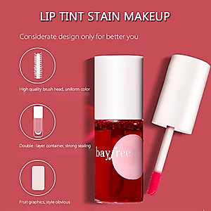 2 Colors Lip Tint Stain Set, Mini Liquid Lipstick, Velvet Lip Tint Watery Lip Stain, Plump Lip Gloss Moisturizing ​Tinted for Cheek & Lip, Natural Shimmery Lip Tint Stain Lip Color Makeup(01#+03#)