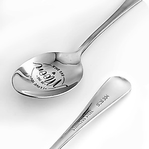 topkoutáli 1 Set Engraved Stainless Steel Spoon Gift I Love You To The Moon And Back Spoon Dessert Spoon Ice Cream Spoon With Gift Box For Girlfriend Couple Birthday Anniversary Valentine's Day Gift