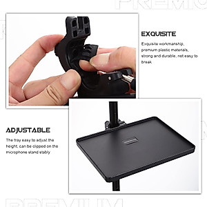 HEALLILY 1pc Mic Rack Stand Tray Adjustable Clamp-On Rack Tray Holder Universal Mic Microphone Stand Tray for Live Streaming Karaoke Concert