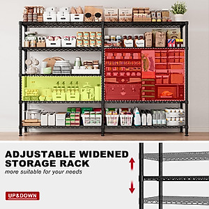 REIBII 69" W Storage Shelves Heavy Duty Load 1600LB,Garage Shelving 5-Tier Wire Shelving Unit Metal Shelves for Storage Adjustable Shelving Rack for Pantry Kitchen Bathroom 69" Wx15.75 Dx72.5 H