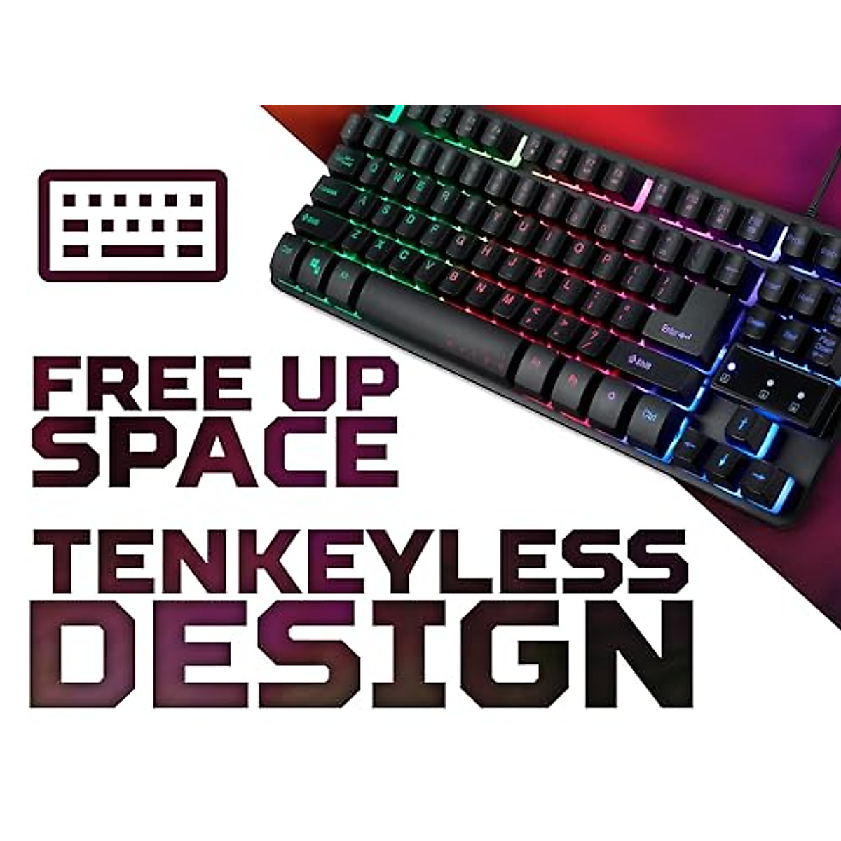 Acer Nitro TKL Gaming Keyboard - 3 Zone Backlit LED Color Keys | 4 Level Brightness | 3 Preset Modes