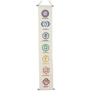 DharmaObjects White Cotton 7 Chakras Signs Banner Wall Decor Wall Hanging (Chakra 3)