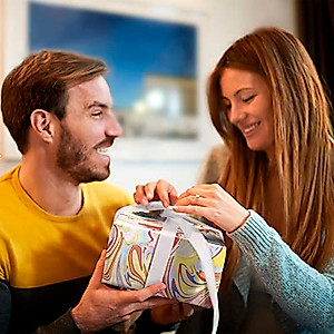 CENTRAL 23 Marble Wrapping Paper For Women Men - 6 Thick Gift Wrap Sheet - Pastel Colors - Wrapping Paper For Birthday Bridal Shower Anniversary - Comes With Fun Stickers