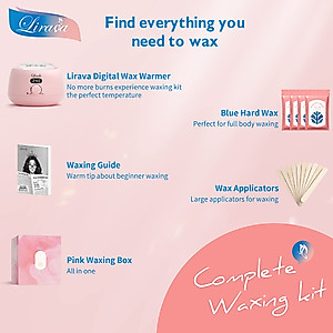 Lirava Digital Wax Warmer Kit for Hair Removal, Waxing Kit for Women Men, At Home Hard Wax Kit for Sensitive Skin Brazilian Facial Hair Body with 4 Bags Wax Beads Target All Types of Hair