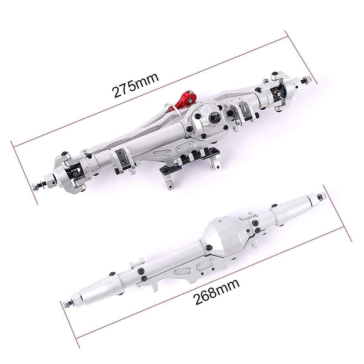 RZXYL Aluminum Front and Rear Axle for 1/10 Axial Wraith 90018 90048 90053 90018 90020 90045 90056 RR10 RC Model Crawler Car (Silver)