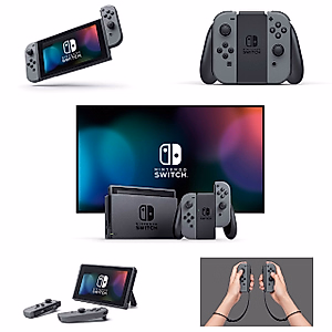 GALLIUMPI Newest Nintendo Switch Console with Gray Joy-Con + Game & Watch: Super Mario Bros - Family Holiday Bundle Deluxe 11-in-1 Accessories Kit for Switch
