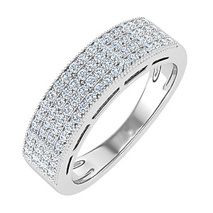 1/2 Carat Diamond Wedding Band Ring in 10K White Gold (Ring Size 7)