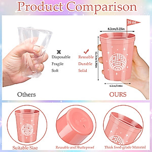 Norme 16 Pcs Groovy Retro Bachelorette Party Decorations Cups 16 oz Reusable Hippie Boho Party Plastic Cup 70s Bridal Shower Cup Bulk Dazed and Engaged Bachelorette Drinking Drinkware Supplies Favor