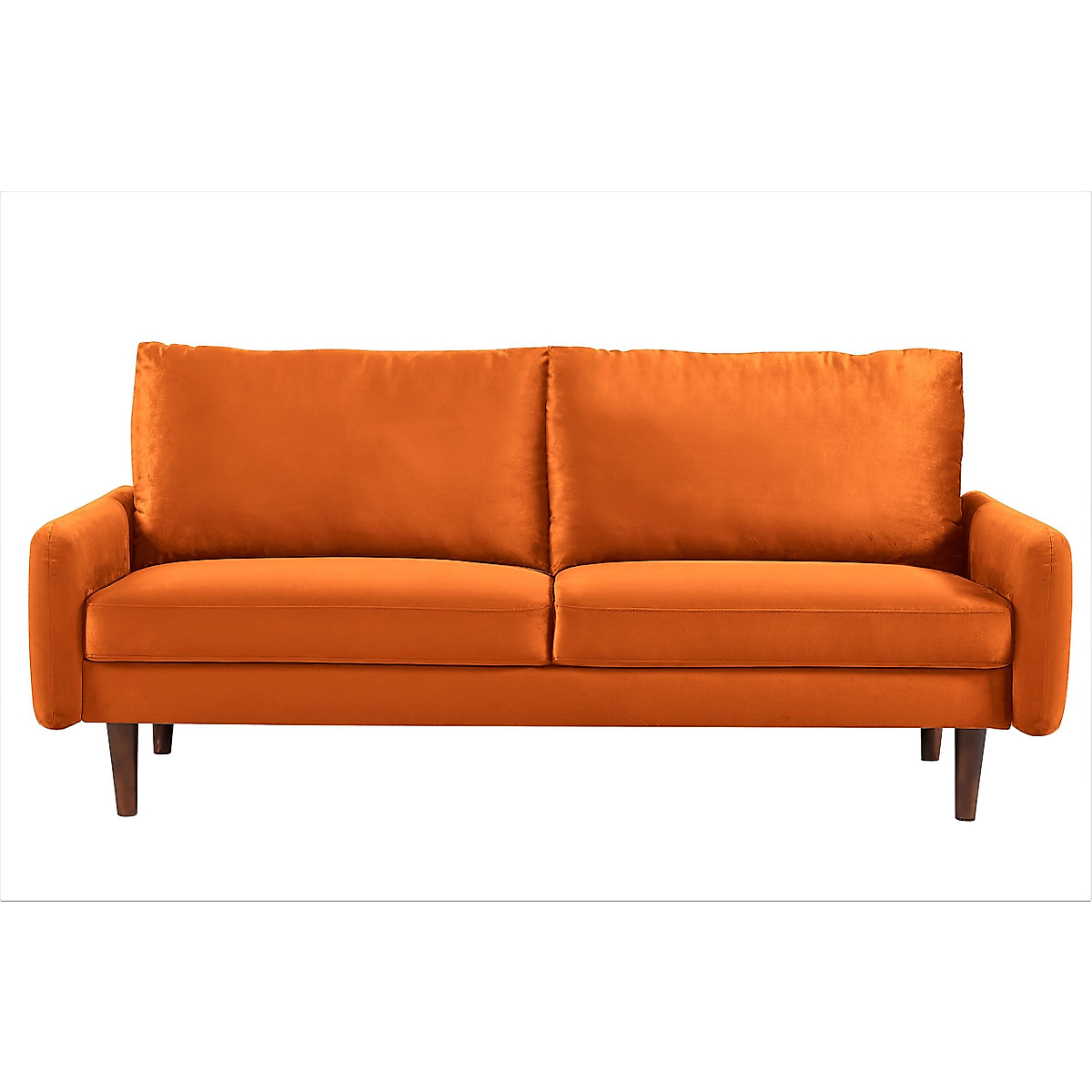 US Pride Furniture Kent Modern Velvet Sofa, Comfortable 3 Seater Couch for Living Rooms and Small Spaces, Ideal Studio Apartment Furniture with Sleek Design, Orange