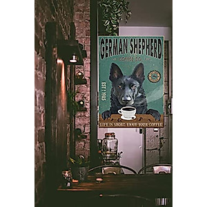 CCPARTON Metal Signs Black German Shepherd Dog Coffee Company Signs Vintage Signs Retro Aluminum Sign for Home Cafe Kitchen 8x12 Inches