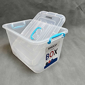 RIMOCKY Plastic boxes ,Plastic Storage Bin Tote Organizing Container with Durable Lid and Secure Latching Buckles, Stackable and Nestable