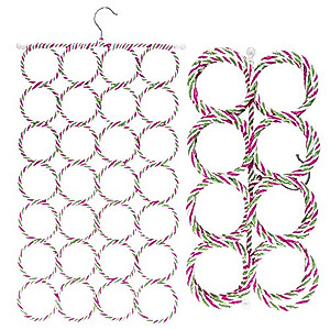 Foldable 28 Ring Hole Slots Space Saving Closet Hanger Scarf, Ties, Belts, Socks Organizer for Home Bedroom, Bathroom, Living Room (2 Pack)