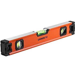 URASISTO 16 Inch Torpedo Level, Magnetic Level Tool with 45°/90°/180° Bubbles, Aluminum Alloy Construction, Shock Resistant Bubble Level Tool(400mm)