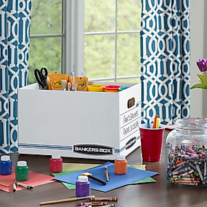 Bankers Box 0071301 STOR/File Storage Box with Lift-Off Lid, Letter/Legal, 12 x 10 x 15 Inches, White, 12 Pack