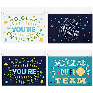 24 Pack Employee Appreciation Encouragement Cards with Envelopes So Glad You're On The Team Business Note Cards Funny Work Greeting Cards Employee Thank You Cards for Gratitude Recognition (Classic)