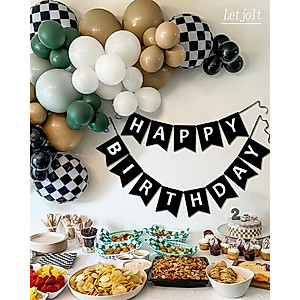 Black Happy Birthday Banner Theme Birthday Party Supplies Garland Decorations Birthday Signs Nursery Hanging Decor 13pcs