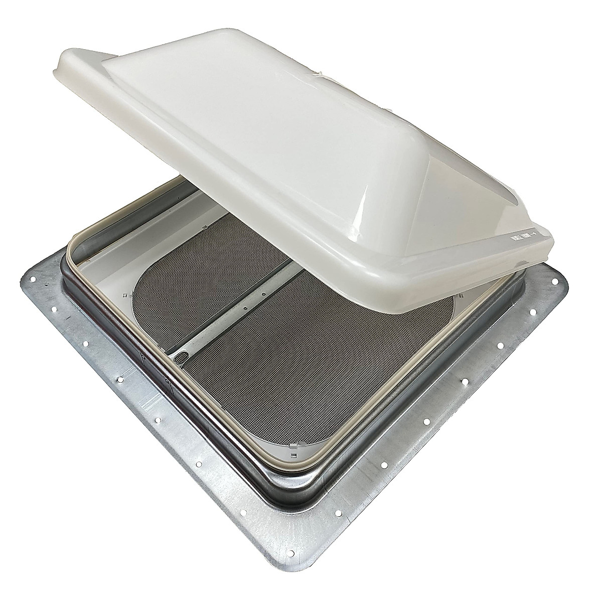 classAcustoms VL-W-1G | 14" RV Roof Vent | White Lid | Non-Powered | w/ 1" Garnish Trim Ring