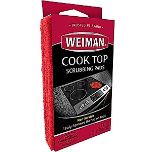 Weiman Cook Top Scrubbing Pads – Gently Clean and Remove Burned-on Food from All Smooth Top and Glass Cooktop Ranges, 3 reusable pads