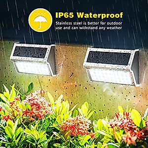 ROSHWEY Solar Step Lights Outdoor 4 Pack 30 LED Stainless Steel Outside Solar Lights Waterproof Fence Lights for Garden Patio Pathway Walkway, Cool White Light