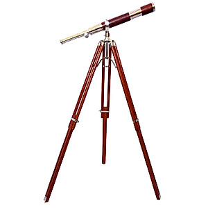 Marine Standard High Magnification Tube Telescope Handmade Antique Tripod Telescope Single Barrel Spyglass Nautical Decorative