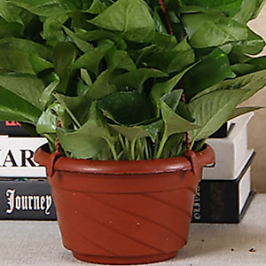 YARDWE Hanging Planter Balcony Orchid Pot: 10pcs Indoor Flower Basket Hanger Brown Succulent Pot Garden Flower Bonsai Container