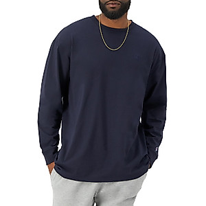 Champion, Classic Long Sleeve, Comfortable, Soft T-Shirt for Men (Reg. or Big & Tall), Navy, Large
