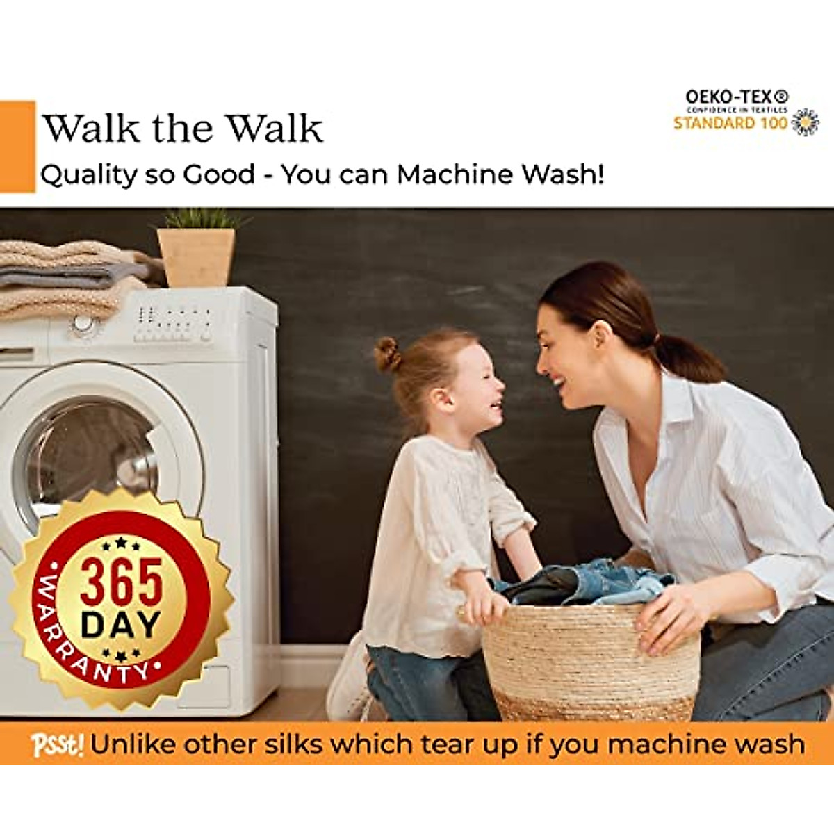 100% Mulberry Silk Pillowcase for Hair and Skin Health, Hidden Zipper, 22 Momme, Both Sides Smooth, Breathable and Natural, Machine Washable, Sleep Mantra (King, Pure White)