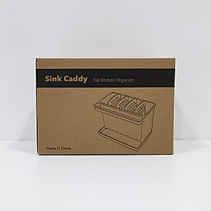 YOHOM Kitchen Sink Caddy Sponge Holder Organizer Brush Holder 2-in-1 Sinkware Caddy with Sink Drain Tray for Kitchen Dish Sponge Holder with 4 Adjustable Divider