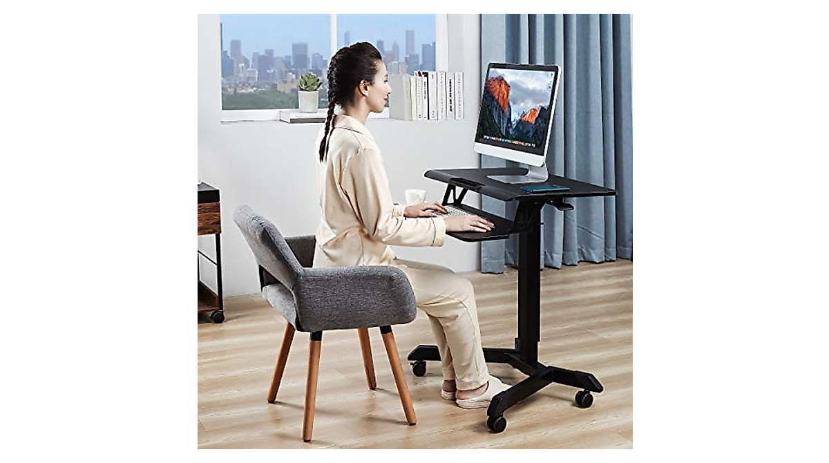 Fenge Mobile Standing Desk - Adjustable Laptop Cart with Wheels