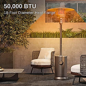 UEIDIHI Portable Outdoor Heater, 50,000 BTU Tabletop Patio Heater with Wheels, Propane Gas Heater with Triple Protection System, Suitable for Garden, Patio