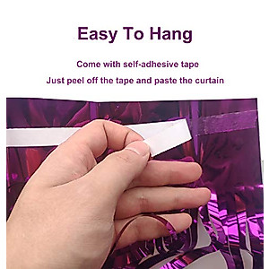 Zotemo 2 Pack Purple Foil Fringe Curtains, 3 feet x 8 feet, Shimmer Tinsel Curtain Backdrop for Birthday Wedding Prom Party, Christmas and New Year Decoration