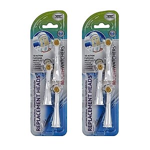 MOUTHWATCHERS - Toothbrush Replacement Heads - Clean Teeth for Adult - 6 Count - Floss Bristle Silver - Invented by Doctor Plotka's