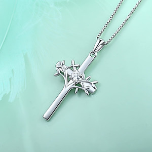 STARCHENIE Cross Necklace 925 Sterling Silver Tree of Life Pendant Crucifix Jewelry for Women